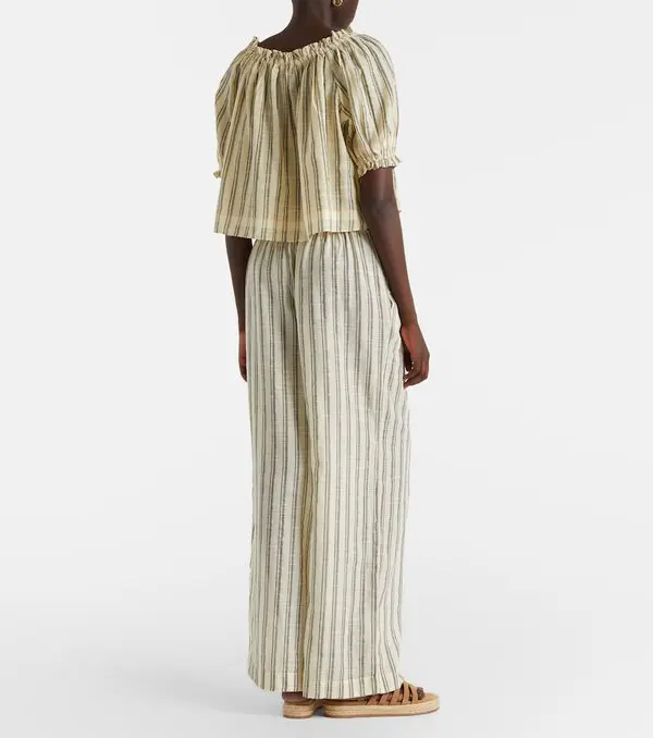 Ulla Johnson Josephine Striped Cotton Wide-leg Pants