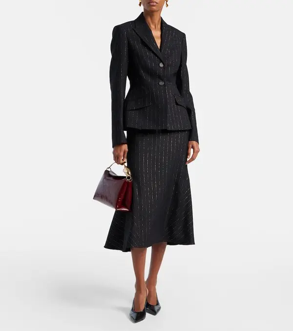 Erdem Pinstripe Wool Blazer