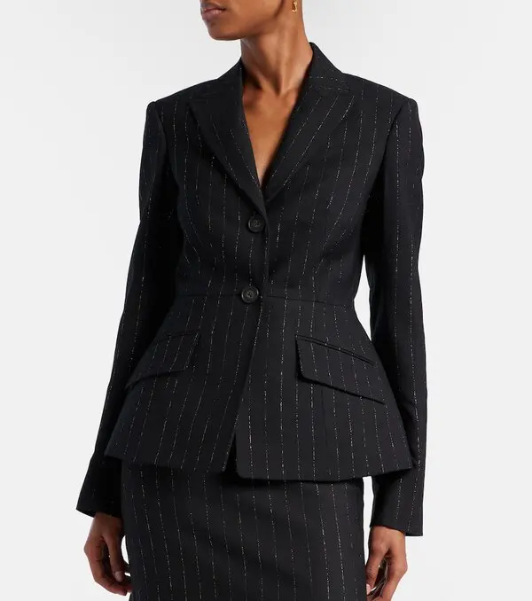 Erdem Pinstripe Wool Blazer