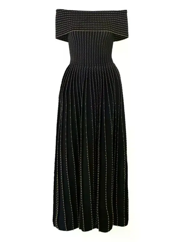 Carolina Herrera Bead-embroidered Off-shoulder Dress - Black