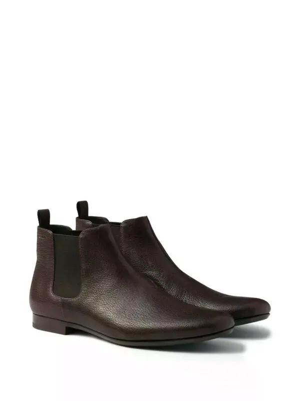 Prada Round Toe Leather Chelsea Boots