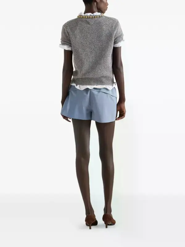 Prada Embellished Short-sleeved Sweater - Grey