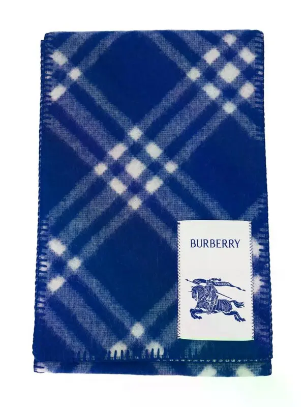Burberry Check-pattern Wool Scarf - Blue