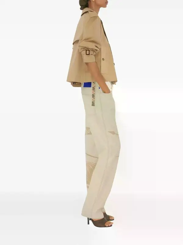 Burberry Double-breasted Cropped Cotton Trench Coat - Neutrals