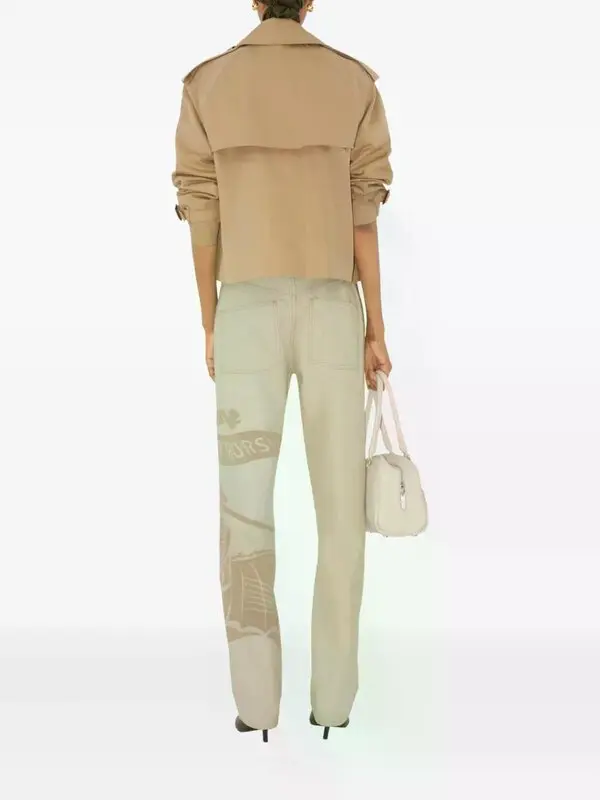 Burberry Double-breasted Cropped Cotton Trench Coat - Neutrals