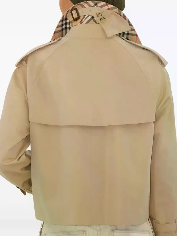 Burberry Double-breasted Cropped Cotton Trench Coat - Neutrals