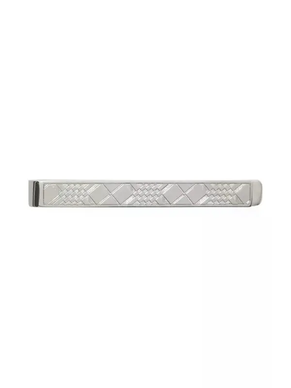 Burberry Engraved Check Tie Bar - Silver