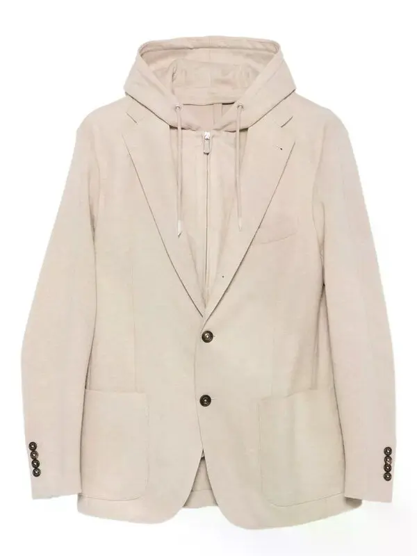 Eleventy Hooded Single-breasted Blazer - Neutrals