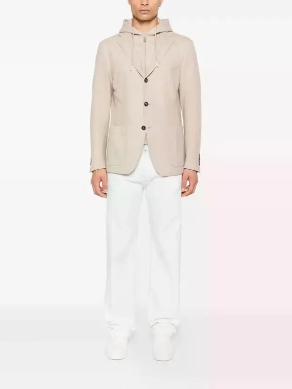 Eleventy Hooded Single-breasted Blazer - Neutrals