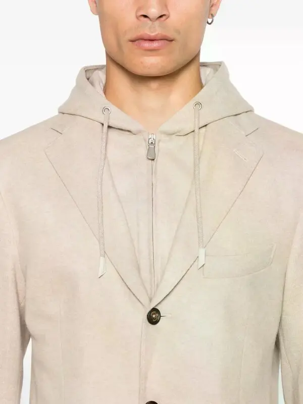 Eleventy Hooded Single-breasted Blazer - Neutrals