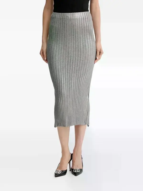 SIMONA CORSELLINI Ribbed Knit Midi Skirt With Split Detail