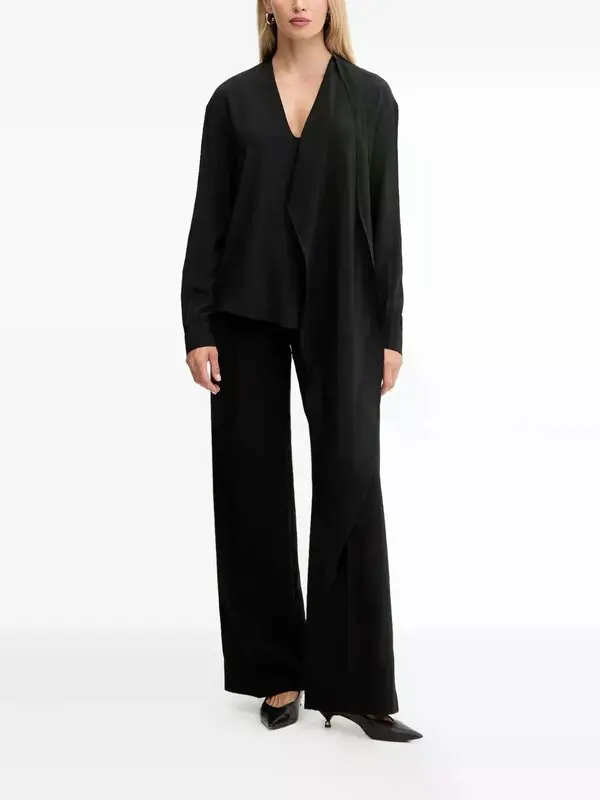 SIMONA CORSELLINI Draped Long Sleeve V-neck Top