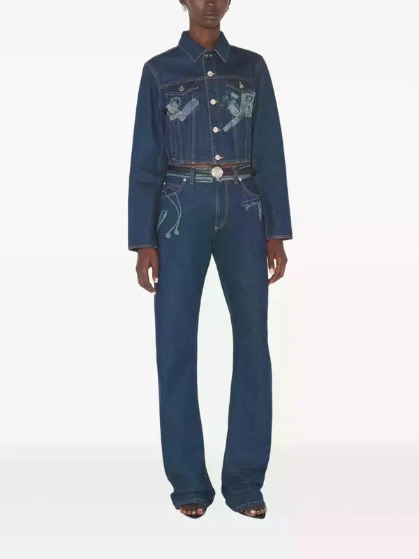 JEAN PAUL GAULTIER Trompe L'oeil Print Denim Jeans - Blue