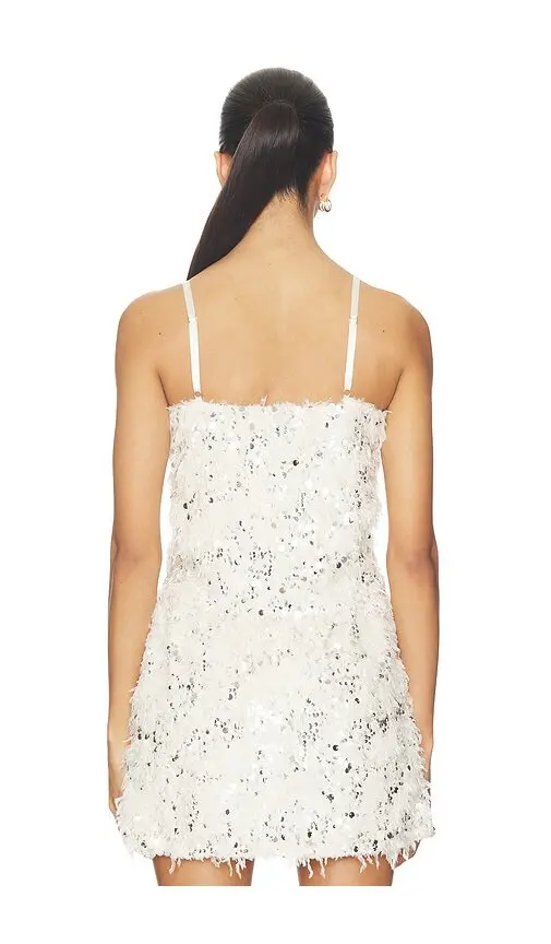 Steve Madden Blakelyn Faux Feather And Sequins Top - Ivory