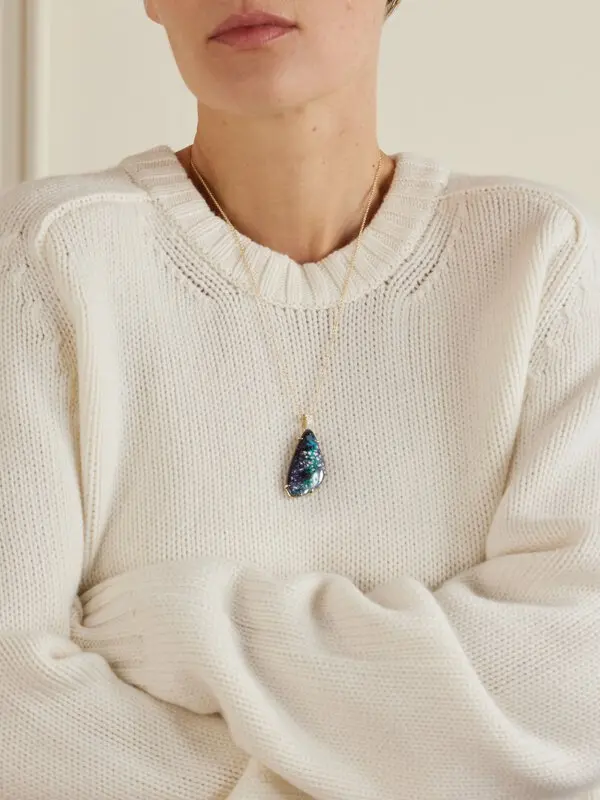 Jacquie Aiche 14-karat Gold, Opal And Diamond Pendant