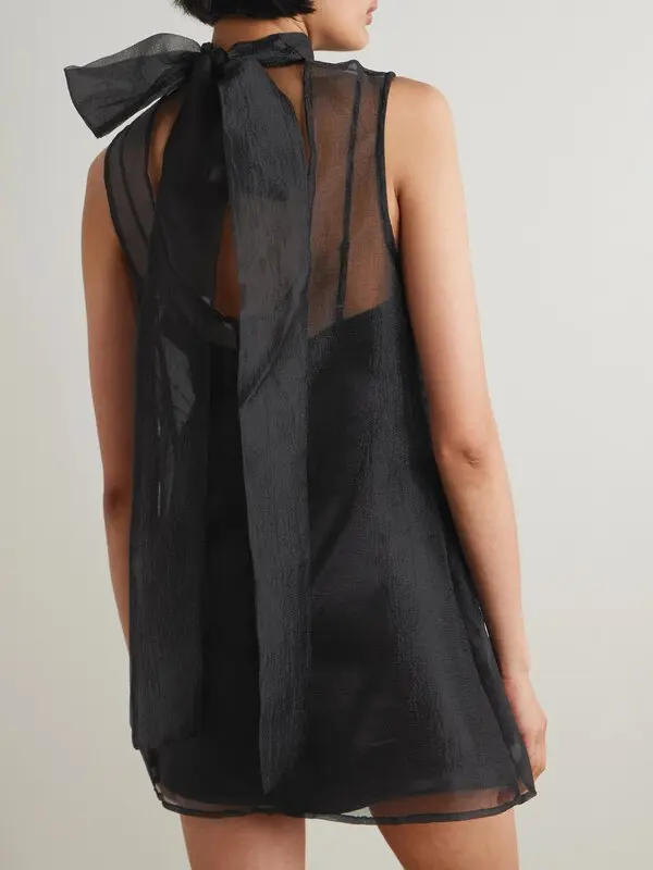 Staud Albee Embellished Organza Mini Dress - Gray