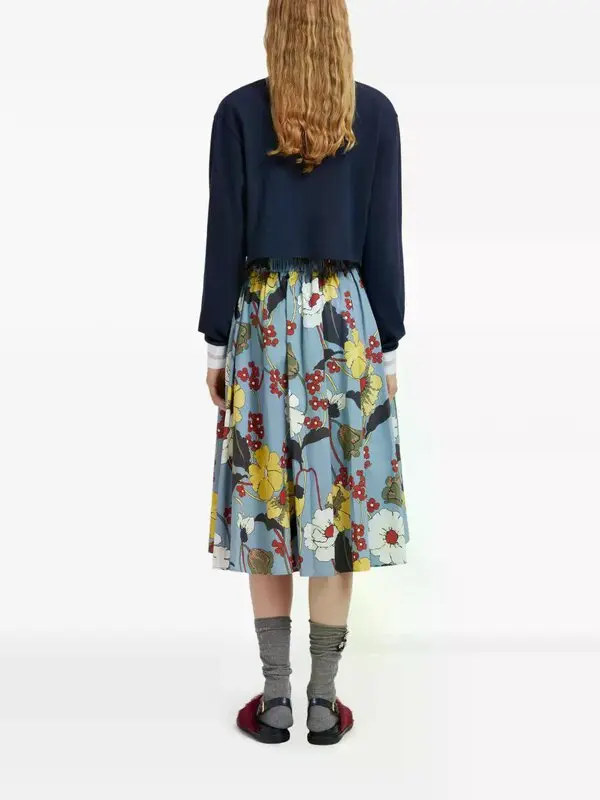 Marni Flared Floral Midi Skirt - Blue