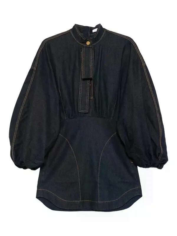 Zimmermann Bishop Sleeve Denim Mini Dress