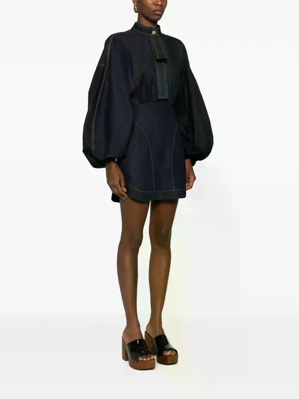 Zimmermann Bishop Sleeve Denim Mini Dress