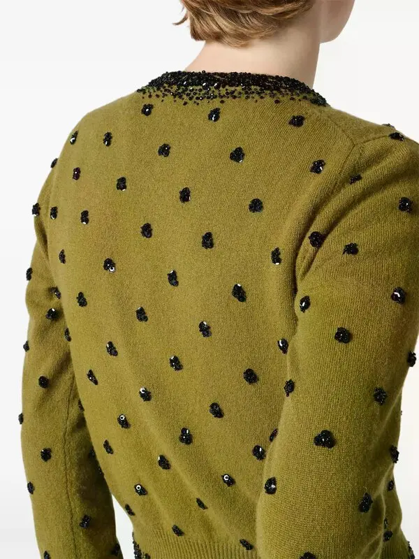 Miu Miu Embroidered Cashmere Cardigan - Green