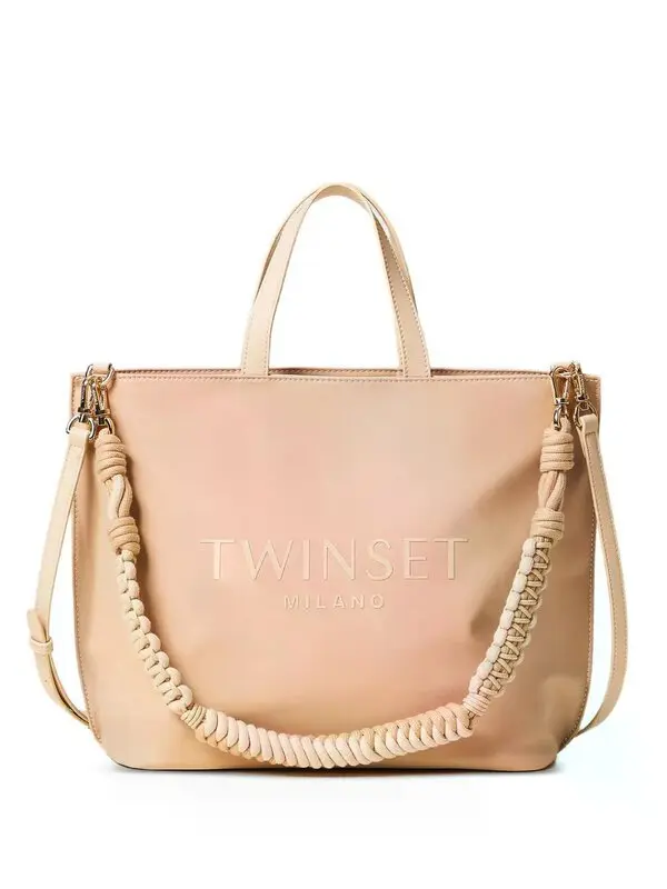 TWINSET Braided Strap Tote Bag With Embossed Logo