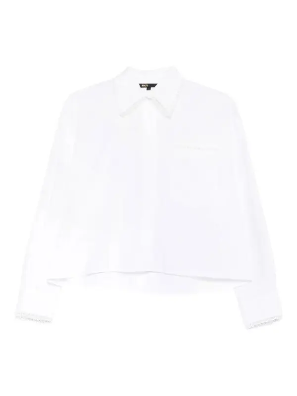 Maje Braided Trim Cropped Cotton Poplin Shirt With Removable Tie-neck - White