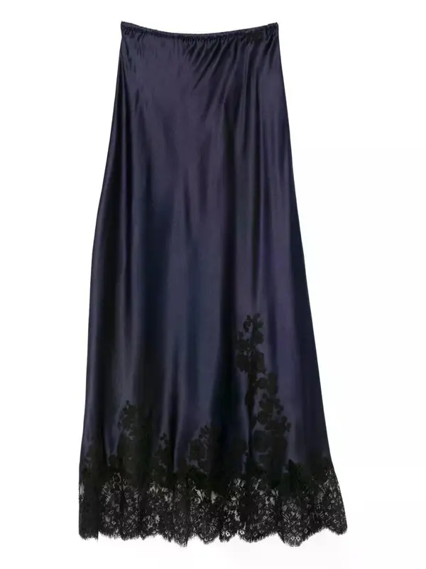 Carine Gilson Lace-detail Silk Skirt Pyjama - Blue