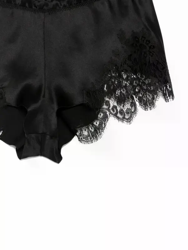 Carine Gilson Lace Trim Silk Shorts - Black