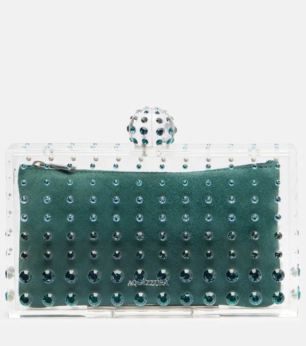AQUAZZURA Tequila Mini Clutch With Beading - Transparent
