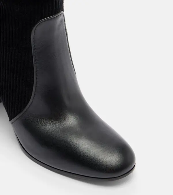 GIANVITO ROSSI Sheffield Leather And Corduroy Knee-high Boots