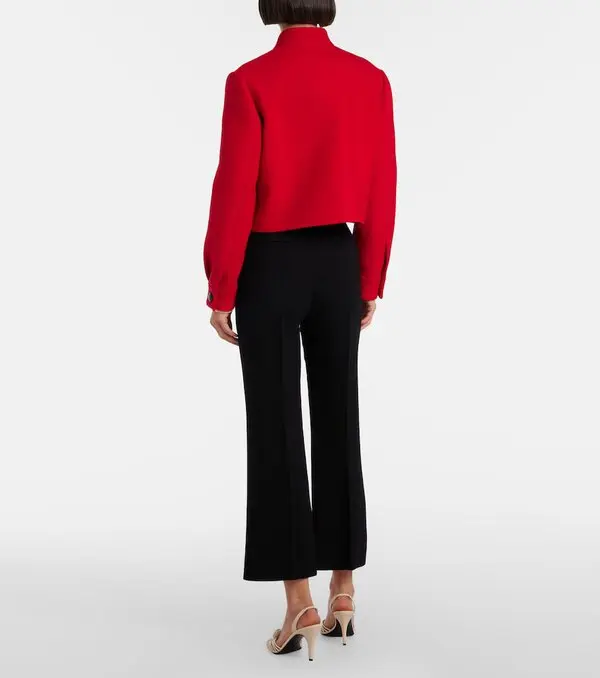 Valentino Garavani Vgold Virgin Wool Crepe Straight Trousers