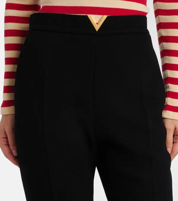 Valentino Garavani Vgold Virgin Wool Crepe Straight Trousers
