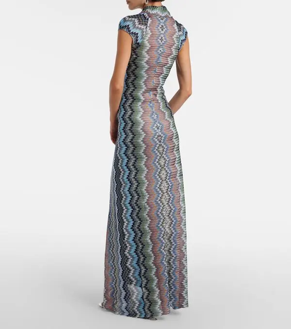 Missoni Gathered Asymmetric Lamé Maxi Dress
