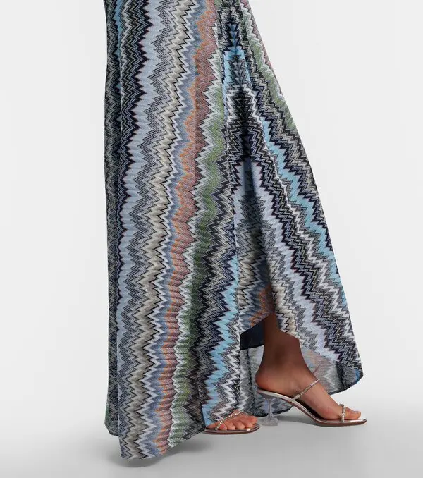 Missoni Gathered Asymmetric Lamé Maxi Dress