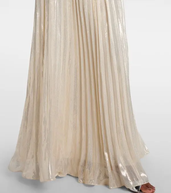 SELF-PORTRAIT Embellished Feather-trimmed Silk-blend Maxi Dress