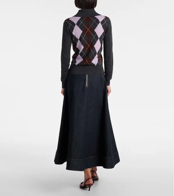 SELF-PORTRAIT Argyle Wool Polo Sweater