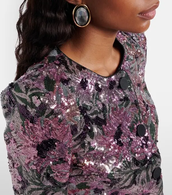 SELF-PORTRAIT Sequined Cropped Jacket - Multicoloured