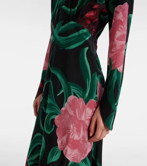 La DoubleJ Gilda Floral Silk Midi Dress