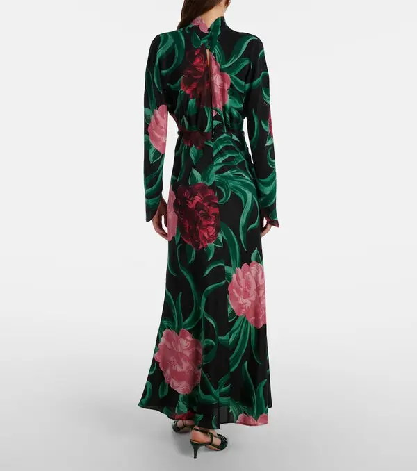 La DoubleJ Gilda Floral Silk Midi Dress