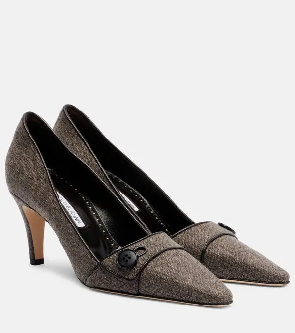 Manolo Blahnik Lulumae 70 Herringbone Pumps - Brown