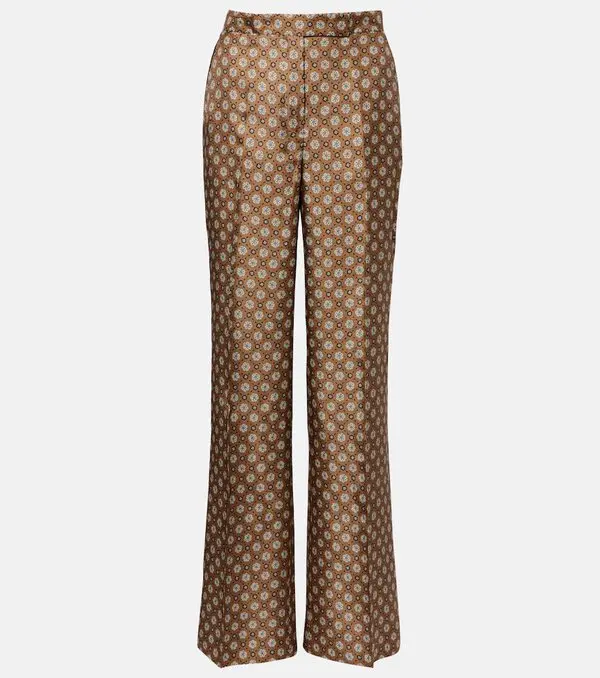 Dorothee Schumacher Graphic Dreams Printed Silk Twill Palazzo Pants - Brown