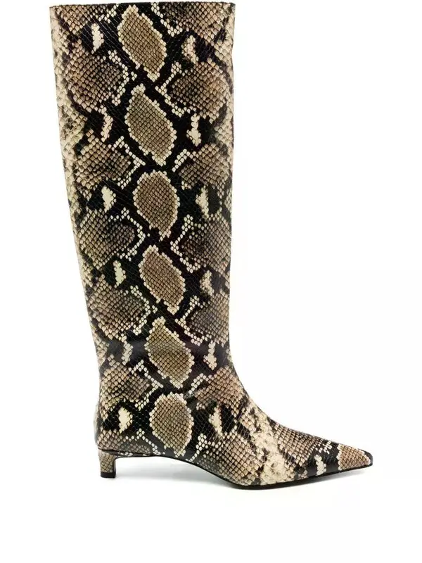 Senso Knee-high Boots With Snakeskin Effect And Pointed Toe