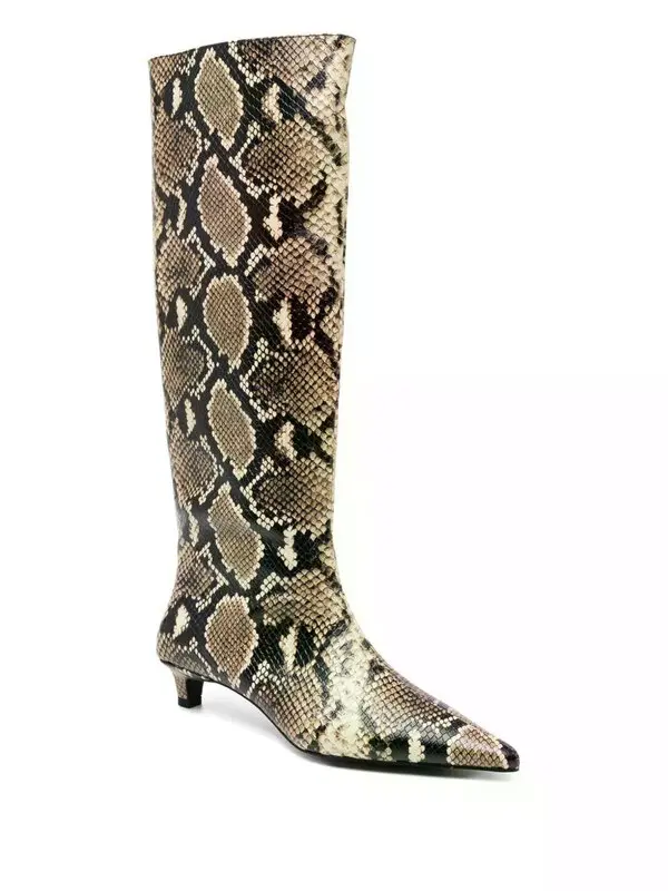 Senso Knee-high Boots With Snakeskin Effect And Pointed Toe