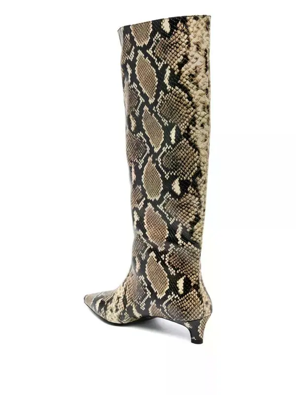 Senso Knee-high Boots With Snakeskin Effect And Pointed Toe