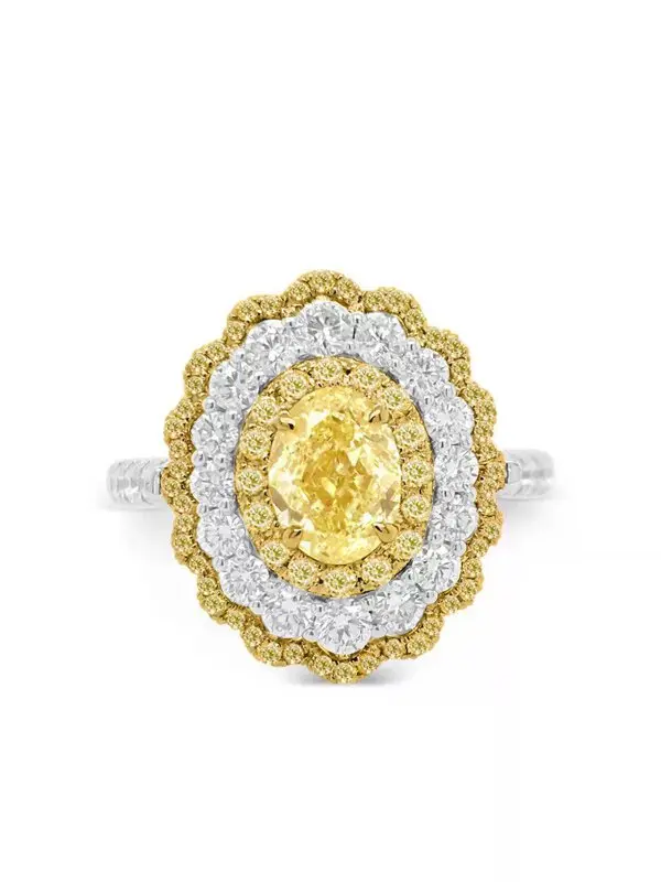 HYT JEWELRY 18k White And Yellow Gold Diamond Ring Pendant - Silver
