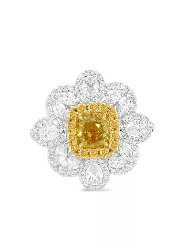 HYT JEWELRY 18k White And Yellow Gold Diamond Ring Pendant - Silver