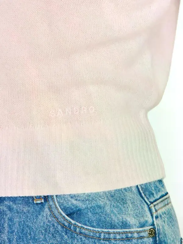 Sandro Sleeveless Cropped V-neck Top