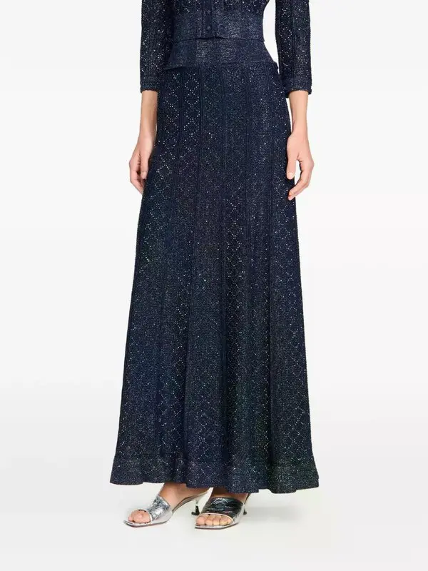 Sandro Rhinestone-embellished Knit Maxi Skirt