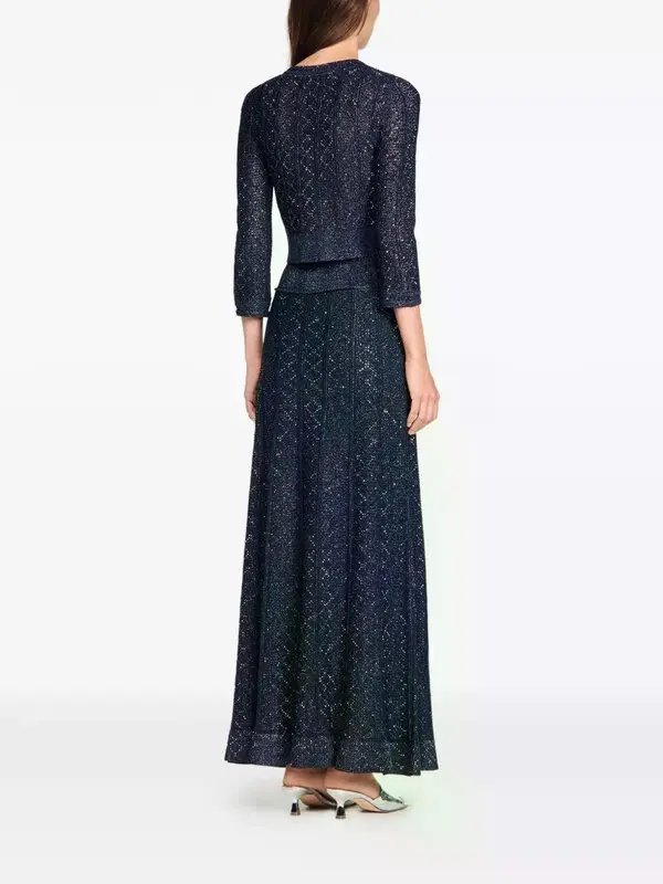 Sandro Rhinestone-embellished Knit Cropped Cardigan