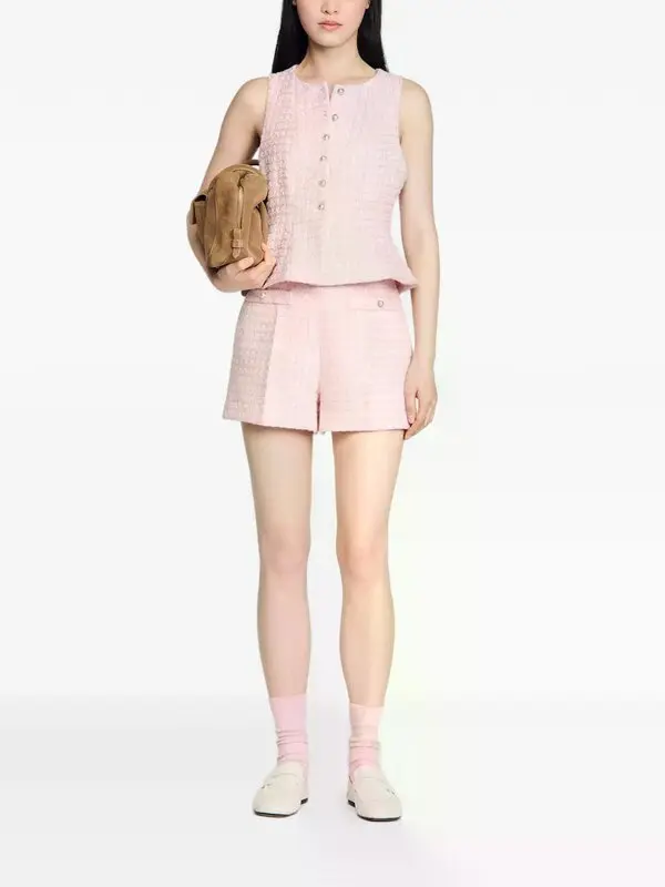 Sandro Sequin Check Tweed Shorts